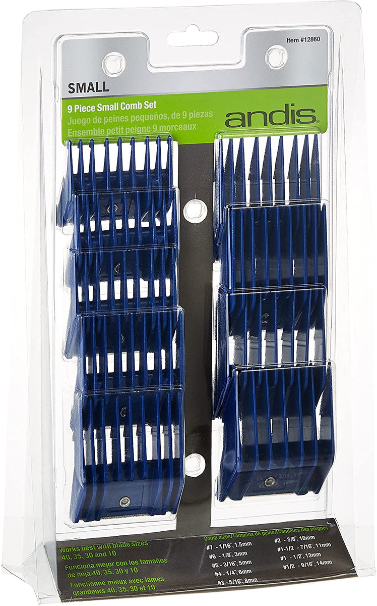 Andis Universal Comb Set 9 Pack - Shorter Lengths - 1.5mm to 14mm ...